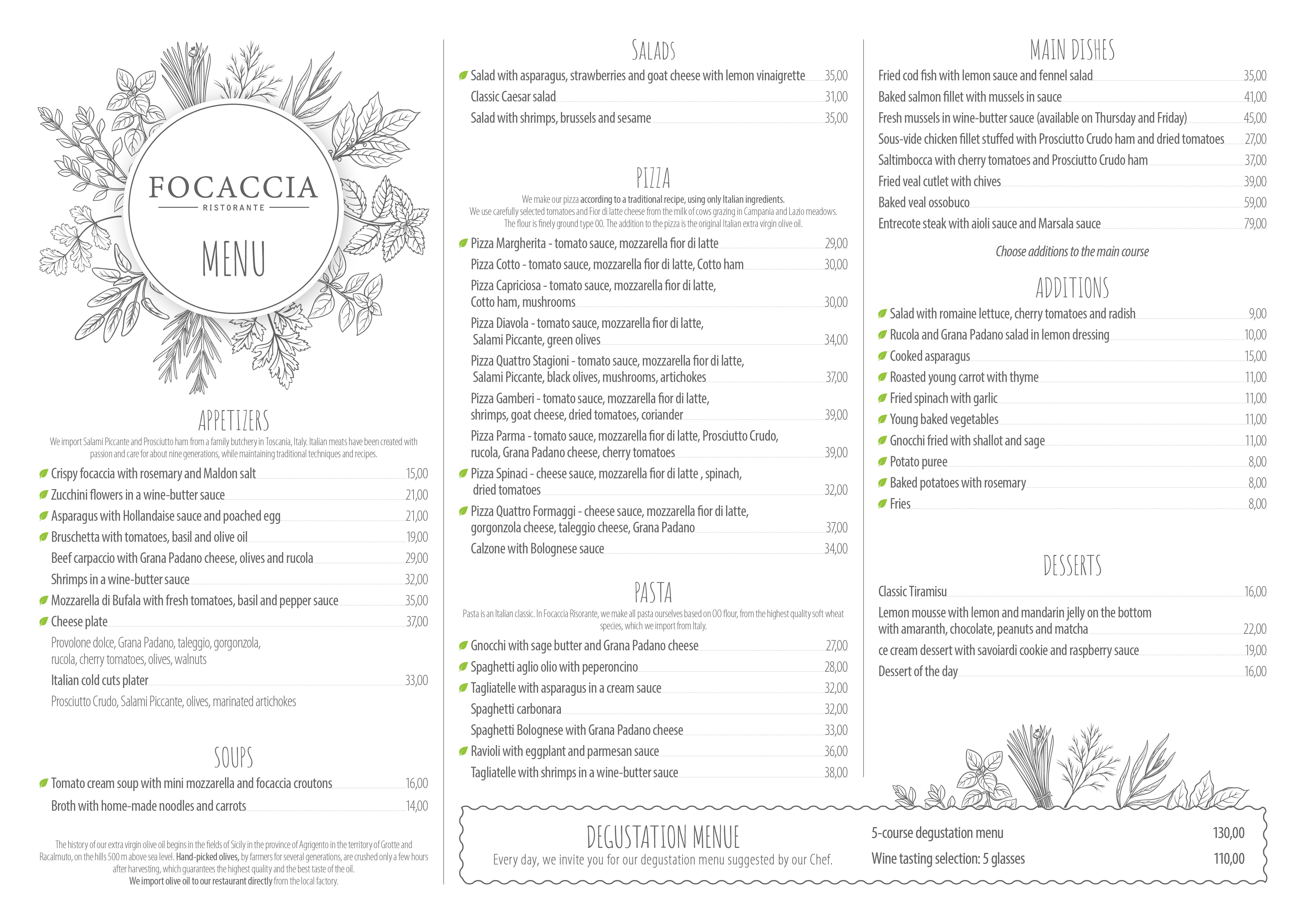 Menu – Foccacia.pl